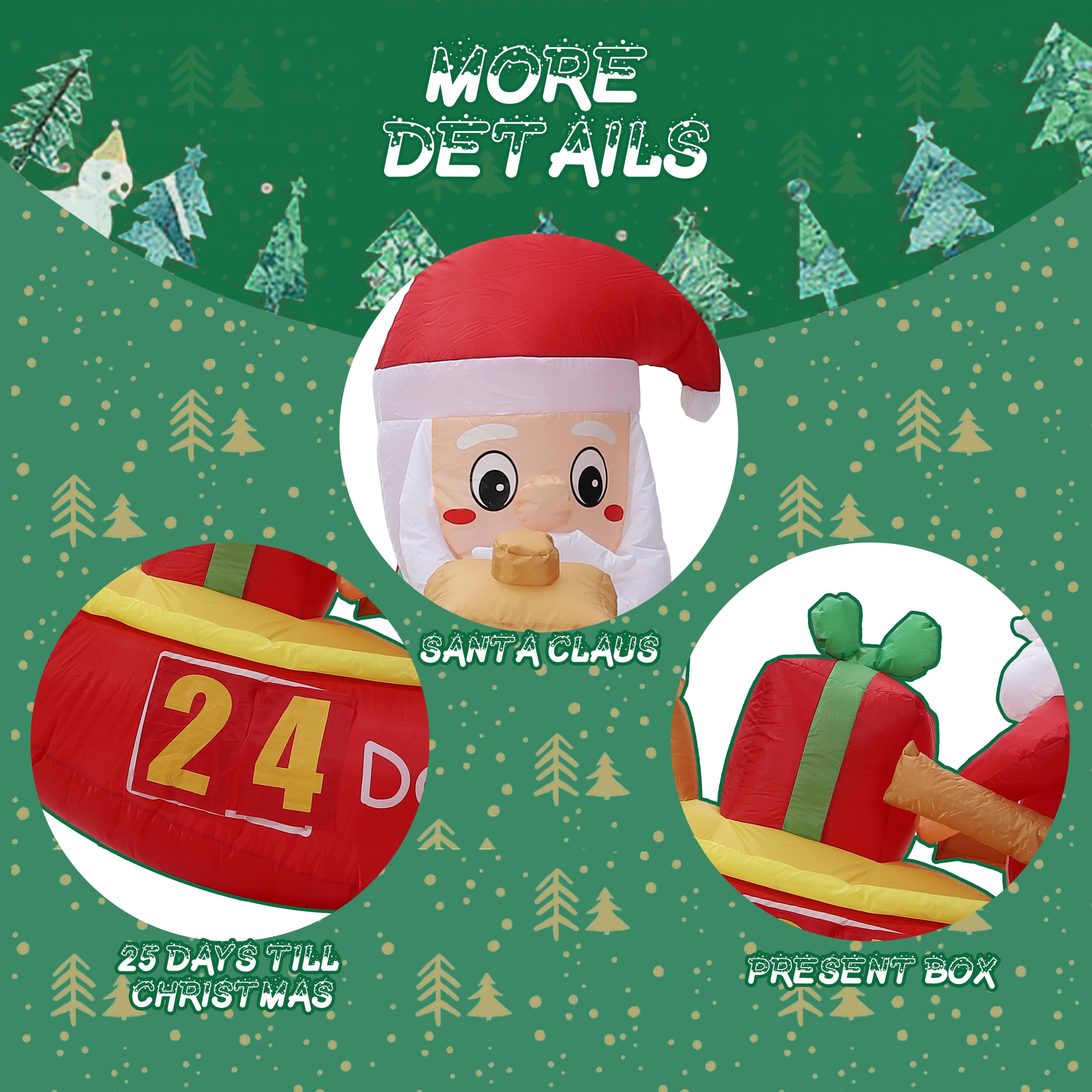 M MINGLE Christmas Inflatables Santa Claus, 7 FT Santa Inflatables Outdoor Decorations Countdown to Christmas, Blow up Yard Decorations Built-in LED Lights for Holiday Lawn Garden