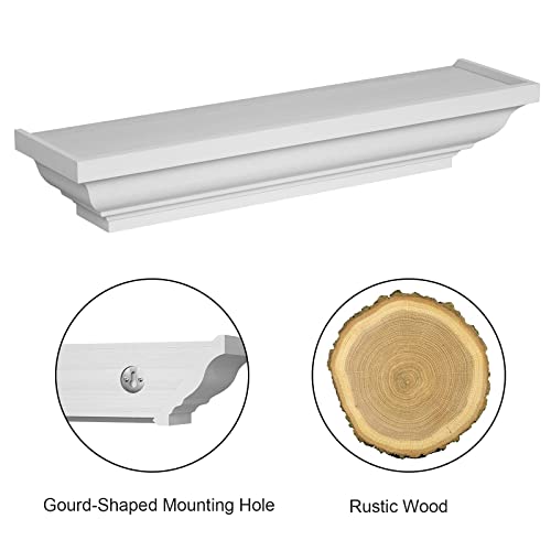 Alsonerbay Floating Shelves White, Wood Shelves Rustic Shelves for Wall Storage, Wall Mounted Shelves for Bedroom Living Room Bathroom, 17 Inch 2 Pack