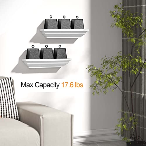 Alsonerbay Floating Shelves White, Wood Shelves Rustic Shelves for Wall Storage, Wall Mounted Shelves for Bedroom Living Room Bathroom, 17 Inch 2 Pack