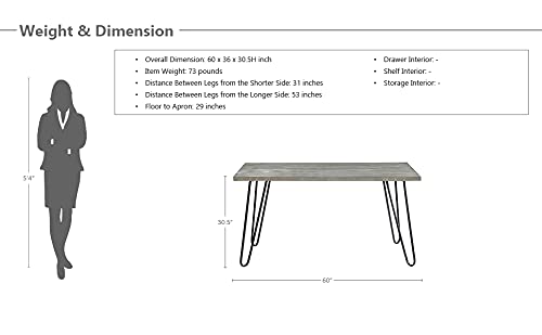 Lexicon Elyse Dining Table, Gray/Black