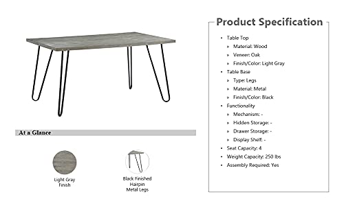 Lexicon Elyse Dining Table, Gray/Black