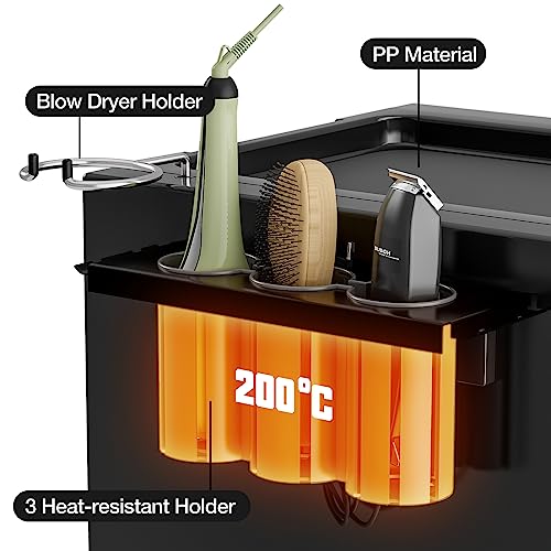 Paddie Salon Rolling Cart for Hair Stylist, 4 Organized Drawers, 2 Storage Baskets, Hairdryer & Tools Holder, Flexible Combination
