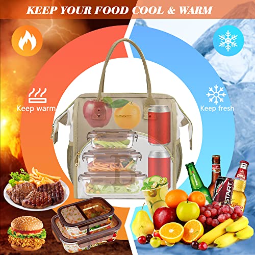 LOKASS Initial Lunch Box for Women Large Lunch Bag, Insulated Cooler Tote Bag for Work/Picnic, Personalized Mother's Day Gift for Mom/Nurse/Teacher-K