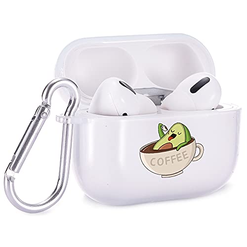 Idocolors Cartoon AirPods Case Compatible with AirPods Pro/3 for Girls Boys,Cute Creative Cases,Clear Smooth TPU Silicone Shockproof Dustproof Cover, Avocado Pattern Case with Keychain