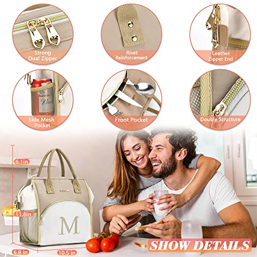 LOKASS Initial Lunch Box for Women Large Lunch Bag, Insulated Cooler Tote Bag for Work/Picnic, Personalized Mother's Day Gift for Mom/Nurse/Teacher-K