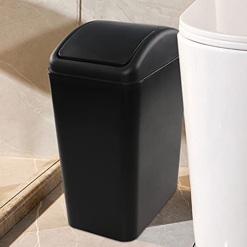 Vababa 3-Pack 4.5 Gallon Plastic Swing-Top Garbage Can, Trash Can with Swing Lid, Black
