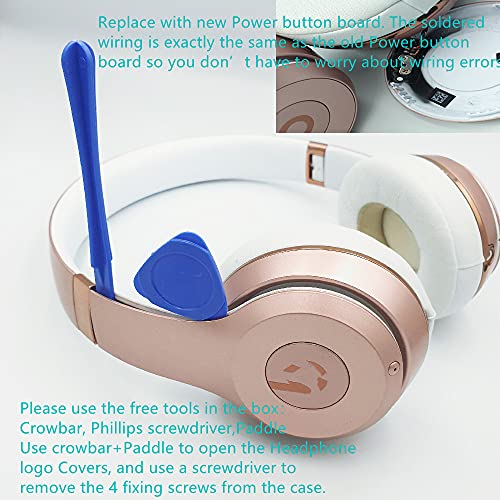 Solo 3 Power Button Replacement for Beats Solo 3 Headphones Power ON/Off Key, Solo3 Power Key Button incl Repair Kit