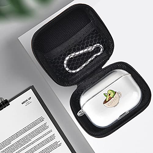 Idocolors Cartoon AirPods Case Compatible with AirPods Pro/3 for Girls Boys,Cute Creative Cases,Clear Smooth TPU Silicone Shockproof Dustproof Cover, Avocado Pattern Case with Keychain