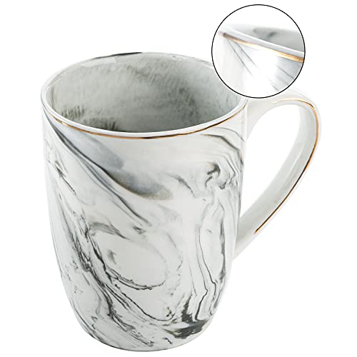 Youeon 4 Pack 13 Oz Marble Coffee Mugs Set, Ceramic Coffee Cups Marble Mugs Tea Cups Set for Coffee, Milk, Cocoa, Drink, Birthday, Party, Thanksgiving, Mother's Day, Father's Day, Grey