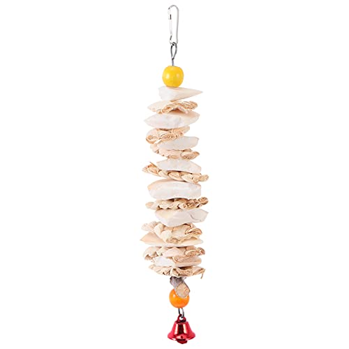 balacoo Bird Cuttlebone Cuttlefish Bones with Bell Beak Stone Parrot Beak Grinder Desalting Toy Cuddle Bone Pet Training Calcium Chew Molar Toy Hanging 25CM