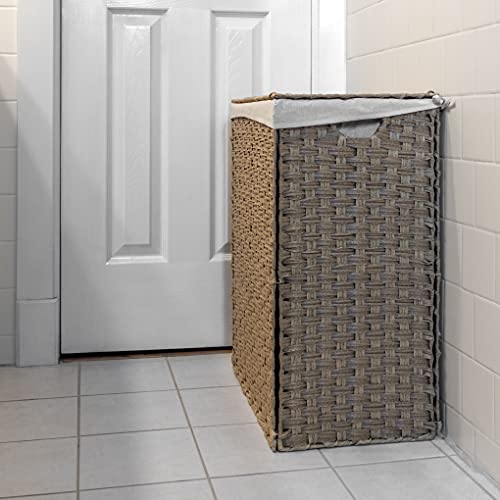 Synthetic Wicker Laundry Hamper Basket With Lid and Liner by Blue Ridge Basket Company (Natural)