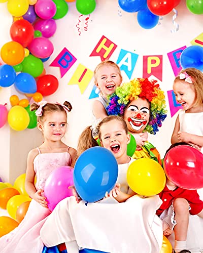 Coogam 100Pcs Rainbow Latex Balloon + Balloon Decorating Strip Kit 32Ft Balloon Tape Strip, 2 Pcs Tying Tool, 200 Dot Glue, 20 Ballon Flower Clip