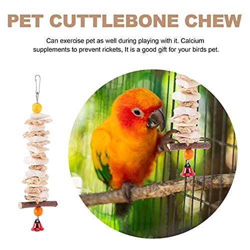 balacoo Bird Cuttlebone Cuttlefish Bones with Bell Beak Stone Parrot Beak Grinder Desalting Toy Cuddle Bone Pet Training Calcium Chew Molar Toy Hanging 25CM