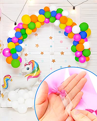 Coogam 100Pcs Rainbow Latex Balloon + Balloon Decorating Strip Kit 32Ft Balloon Tape Strip, 2 Pcs Tying Tool, 200 Dot Glue, 20 Ballon Flower Clip