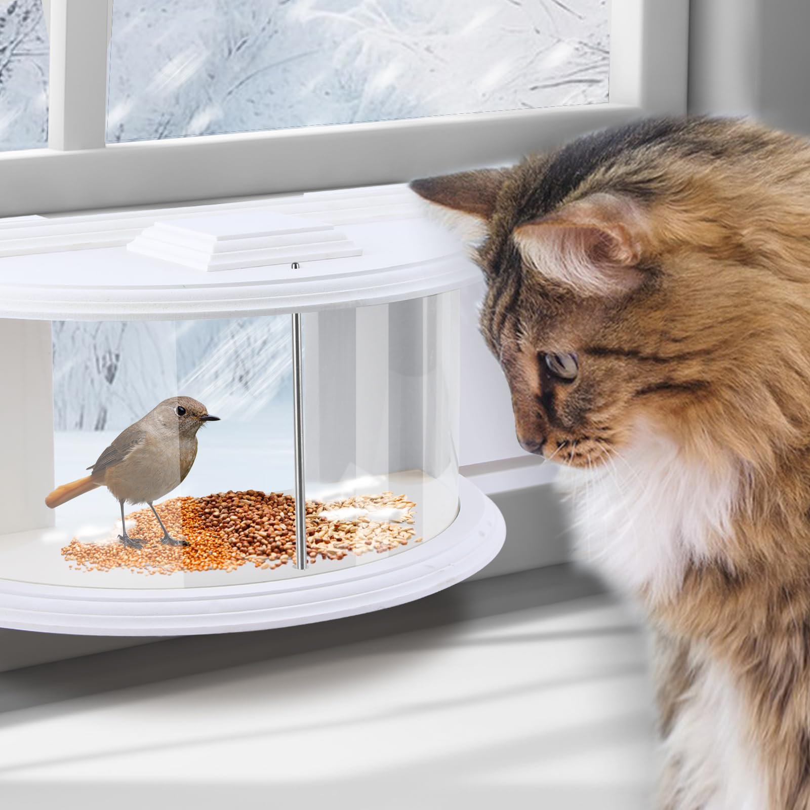 POOKULA Window Bird Feeder, 180° Clear View Bird Feeder, Durable and Elegant in-Window Bird Feeder for Watching Birds - Embrace The Delight of Bird Feeder.