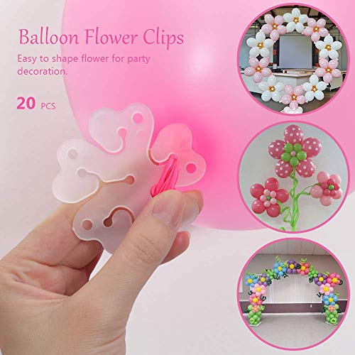Coogam 100Pcs Rainbow Latex Balloon + Balloon Decorating Strip Kit 32Ft Balloon Tape Strip, 2 Pcs Tying Tool, 200 Dot Glue, 20 Ballon Flower Clip