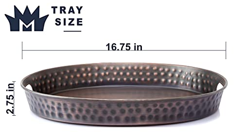 Monarch Abode Decorative Oval Serving Coffee Table Ottoman Tray, 17 x 13, Antique Copper Finish