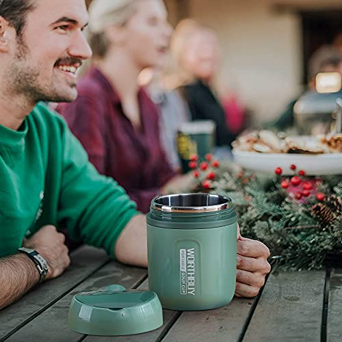 WORTHBUY Leak Proof Thermal Insulated Food Jar with Foldable Spoon, Lunch Containers Soup Cup for Kids and Adult, 16oz Capacity - Pink