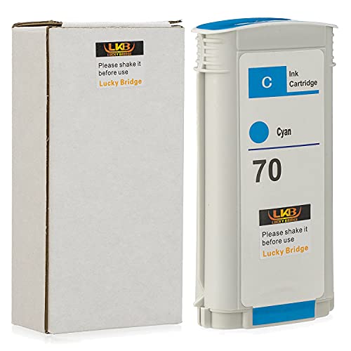 LKB Compatible HP70 Cyan Ink Cartridge Replacement with 130ML Use with HP Designjet Z2100 Z5200 Z3200 Z3100 Z5400 ( HP70 Cyan ) –US