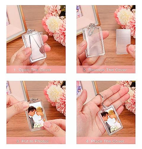 Lckaey keychain picture holder frame key chain pendant picture key chain personalized photo DIY gift key chain Z002-5-pack-medium