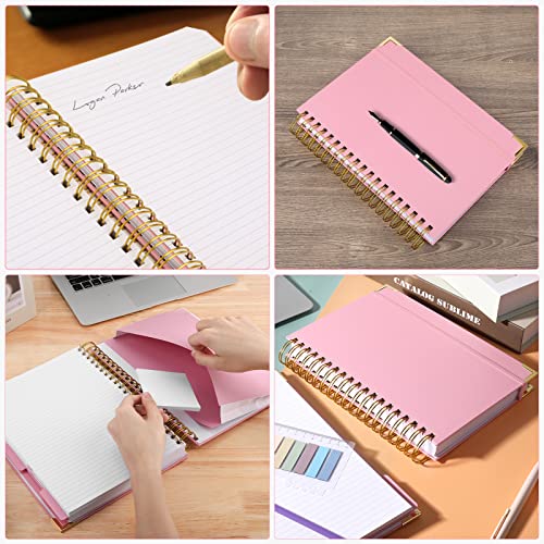 Ddaowanx Hardcover Spiral Notebook, College Ruled Notebook Journal, 7.5"x10.2", 320 Pages Leather Writing Journal for Women, 3 Subject B5 Hardcover Notebook for Work School (B5)