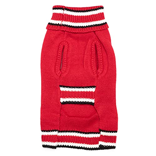 The License House Ohio State Buckeyes Dog Block O Pullover Turtleneck, Warm Pullover Fleece Dog Sweater, Winter Dog Clothes - Large, Red