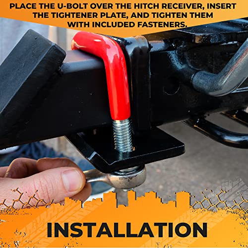 Vehiclex Anti Rattle Hitch Tightener for 1.25" and 2" Hitch Receivers β 0.44" U-Bolt Diameter β Protective Anti-Rust Coating