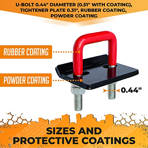 Vehiclex Anti Rattle Hitch Tightener for 1.25" and 2" Hitch Receivers β 0.44" U-Bolt Diameter β Protective Anti-Rust Coating