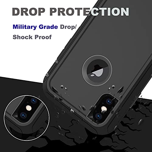 Wedall for iPhone Xs & iPhone X Case, with 2 x Screen Protector [Shockproof] [Drop Proof] [Dust Proof] Heavy Duty 3-Layer Rugged Protective Defender Cover for Apple iPhone Xs/iPhone X (Black & Gray)