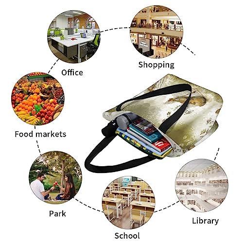 AKAUTOSM Butterfly And Cello Shopping Bag,Shoulder Bag,Large Capacity Lightweight,Can Be Used For Play,Travel,Shopping,Etc.