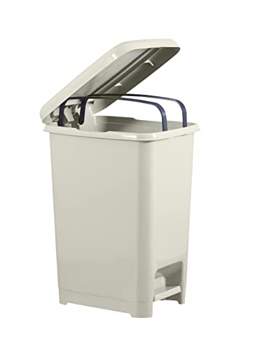 Superio 10.5 Gal Slim Step On Pedal Plastic Trash Can, Waste Bin for Under Desk, Office, Bedroom, Bathroom- 42 Qt Beige 2 Pack (Soft Beige)