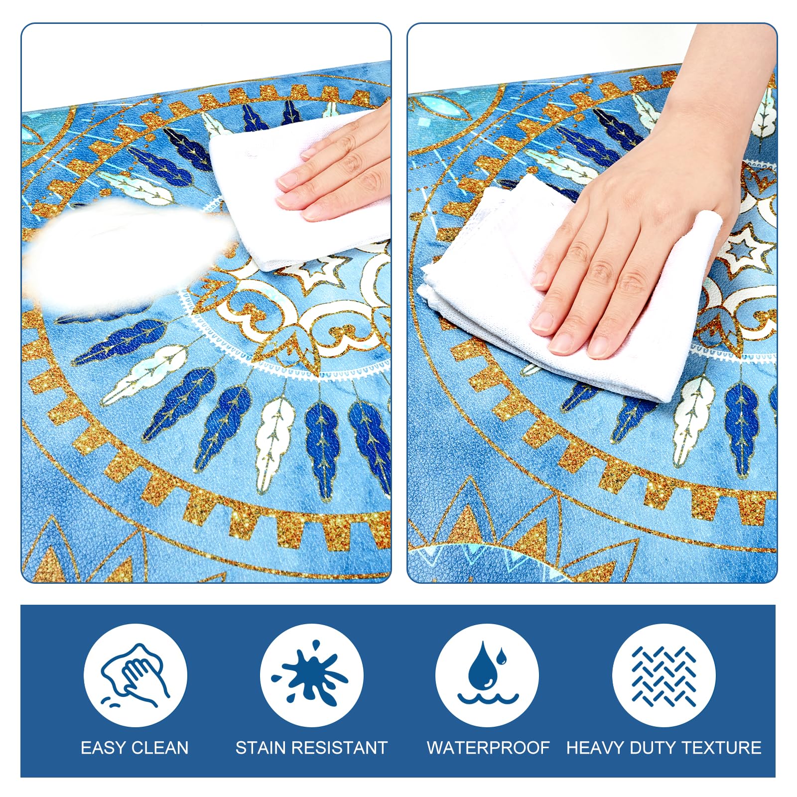 FRAMICS Boho Kitchen Rugs and Mats Cushioned Anti-Fatigue Kitchen Rug, Waterproof Non-Slip Kitchen Mats and Rugs, Memory Foam Bohemian Kitchen Floor Mat for Home Office Laundry, 18" x 48" + 18" x 30"