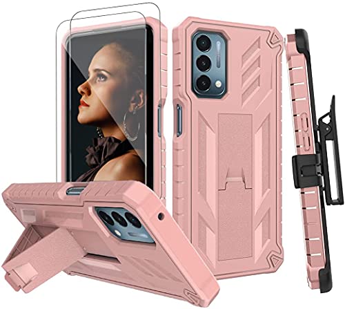 Case for OnePlus Nord N200 5G Case with Screen Protector x2 Tempered Glass [Rotating Belt Clip Holster] [Kickstand] Military Grade Heavy Duty Bumper Shockproof Full Body Protection Nord N200 5G Case-4