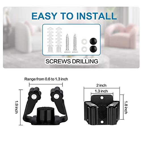 JAMEND CLXP 3PCS Broom and Mop Holder, Heavy Duty Garden Tool Organizer Rack Rake and Shovel Handle, Stainless Steel Mop Hanger. Wall Mounted Utility Rack with Screws, Silver.
