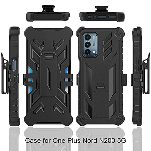 Case for OnePlus Nord N200 5G Case with Screen Protector x2 Tempered Glass [Rotating Belt Clip Holster] [Kickstand] Military Grade Heavy Duty Bumper Shockproof Full Body Protection Nord N200 5G Case-4