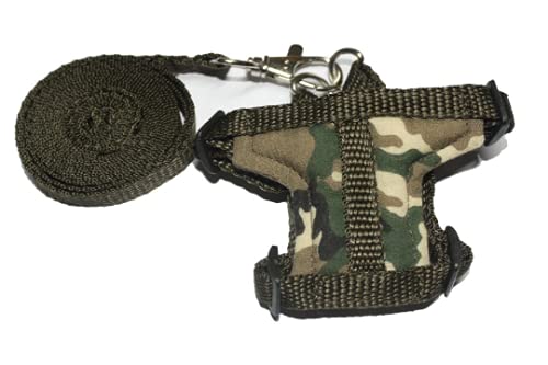 Small Leashes Lead Pet & Soft Harness,Guinea Pig,Rat,Hamster,Rabbit,Ferret,Prairie Dog (ฺDark Green)