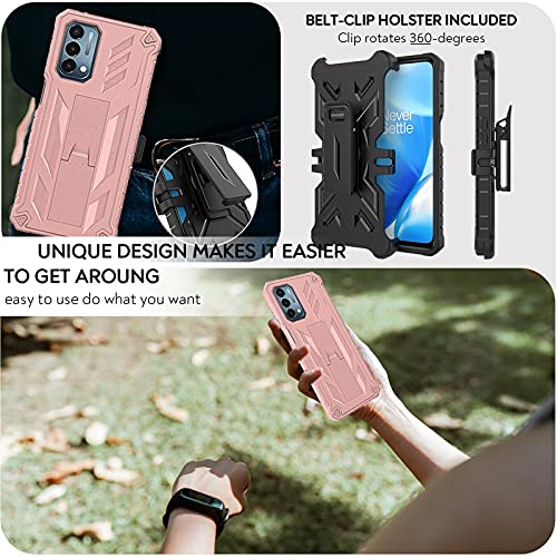 Case for OnePlus Nord N200 5G Case with Screen Protector x2 Tempered Glass [Rotating Belt Clip Holster] [Kickstand] Military Grade Heavy Duty Bumper Shockproof Full Body Protection Nord N200 5G Case-4