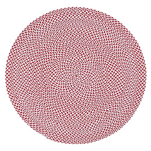 Super Area Rugs Tri-Color Cotton Farmhouse Braided Rug - Buffalo Check Red,White,Gray 6' Round Circle