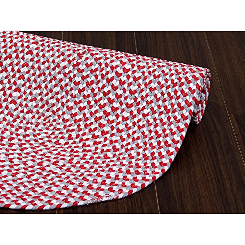 Super Area Rugs Tri-Color Cotton Farmhouse Braided Rug - Buffalo Check Red,White,Gray 6' Round Circle