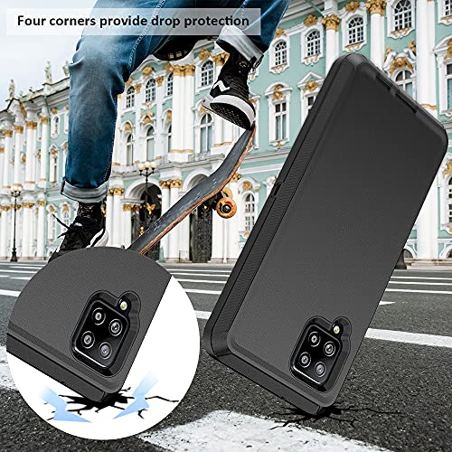Compatible with Samsung Galaxy A42 5G Case,with Screen Protectors,Heavy Duty Rugged Shockproof Full Body Protection Kickstand Case with Belt Clip Holster for Samsung Galaxy A42 5G (Black)