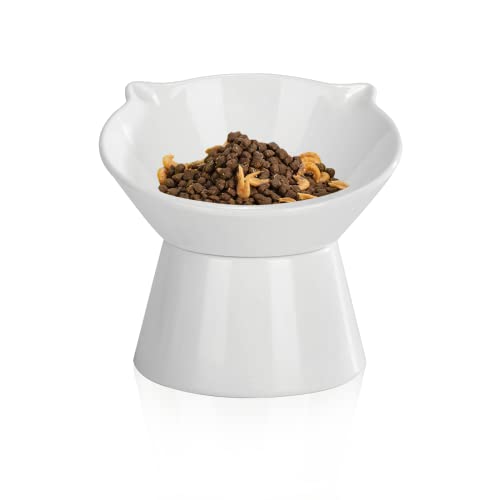 Detachable Elevated Cat Bowls, 15° Tilted Raised Cat Food Bowl Anti-Vomiting,Whisker Friendly, Adjustable Cat Dishes for Protecting Spine,Adult Kitten