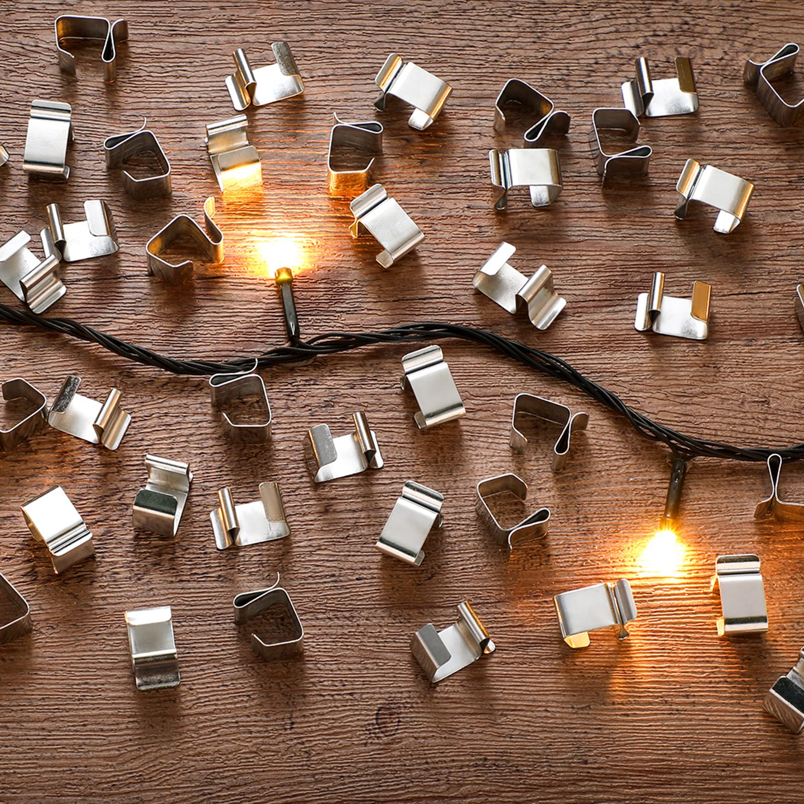 Sadnyy Christmas Lights Gutter Hooks Galvanized Holiday Roof Light Clips Xmas Hangers Outdoor Seasonal Lighting for Kitchen (50 Pcs,21 x 14.5 mm)