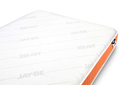 Jay-Be Mattress Simply Kids Sprung Mattress, Bed in a Box - Foam Free - Twin Single, White and Orange