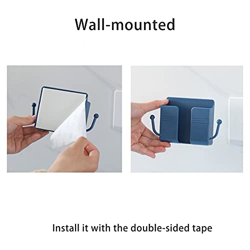 GrliTra 4Pcs Wall Mount Phone Holder Adhesive Wall Phone Mount Charging Stand and Remote Control Stand Multipurpose Socket Pocket Universal Deck Storage Box for Bedroom, Kitchen, Bathroom, Office