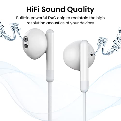 USB C Headphones, Type C Earphones HiFi Stereo in Ear Wired Earbuds USB C Earphones, Type C Headphones with Mic Compatible with Samsung Galaxy S21 Ultra S20 FE Note 10 Google Pixel 6 5 4XL Oneplus 9 8