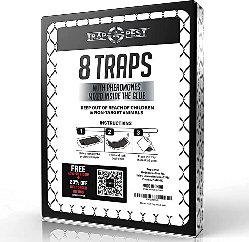 TRAP A PEST Clothing Moth Traps - 8 Pack - Non Toxic Moth Traps for Clothes with Pheromone Attractant - Odorless Sticky Traps for Closet, Carpets