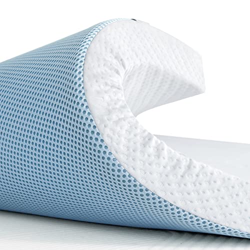 subrtex 3 Inch Queen Gel Infused Memory Foam Mattress Topper with Removable Bamboo Cover, Ventilated Cooling Pad for Pain Relief, Certified by CertiPUR-US, Oeko-TEX