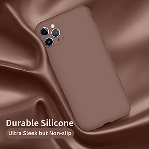 Cordking iPhone 11 Pro Case, Silicone Ultra Slim Shockproof Phone Case with Soft Anti-Scratch Microfiber Lining, [Enhanced Camera Protection], 5.8 inch, Light Brown