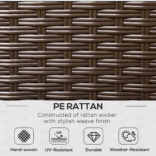 Hypeshops Outdoor Wicker Loveseat, Patio Furniture Couch with Cushions, 2 Seats PE Rattan Sofa, 2 Throw Pillows - Beige