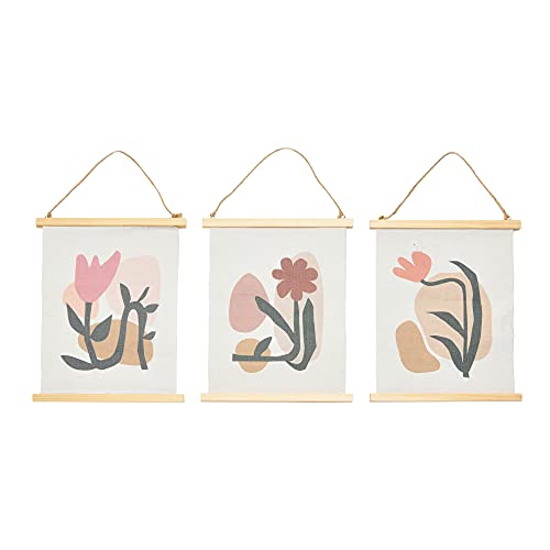 Main + Mesa Abstract Floral Canvas Wall Scrolls, Set of 3